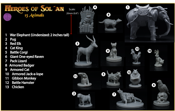 Animal Companions - 13 Minis Set - Wildspire Miniatures